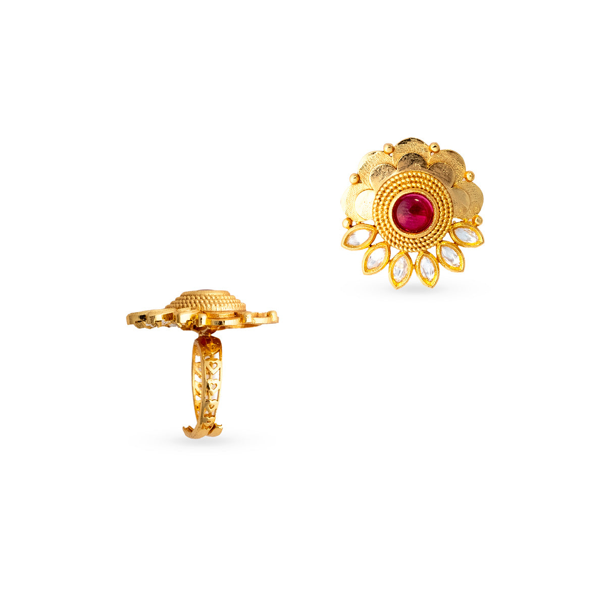 Gulab Phool Ring - Festive Adjustable Floral Ring by Utsaav – Utsaav by Gargi