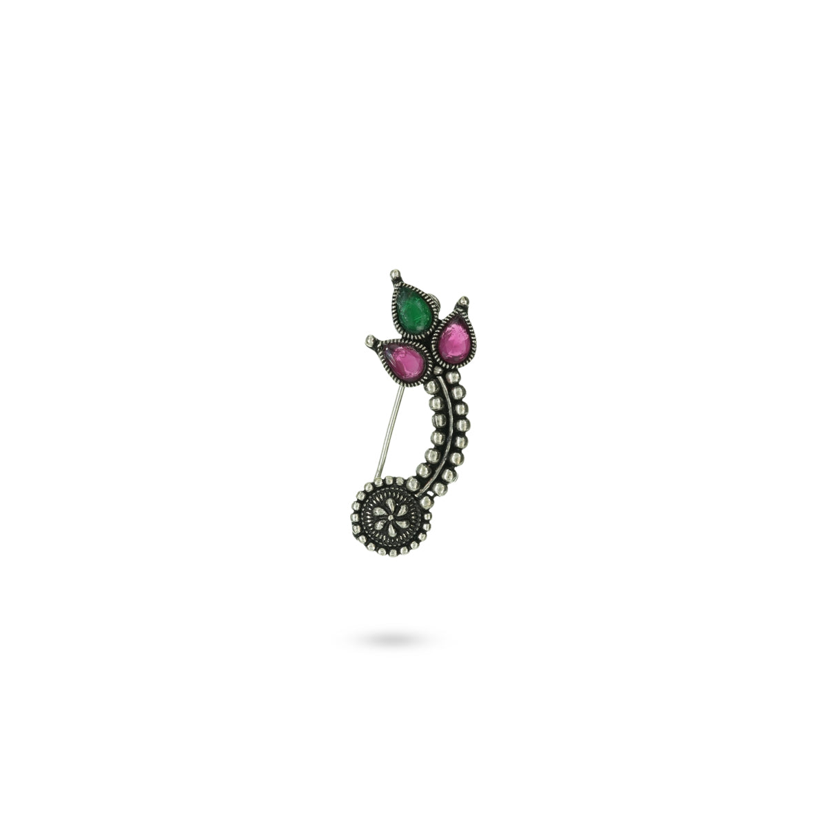 Kamini Nose Pin – Brass Nose Pin with Pink and Green Stones – Utsaav by ...