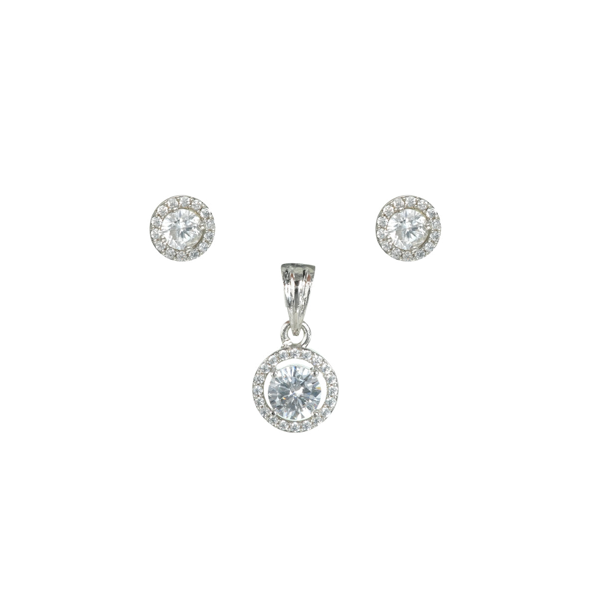 Crystal Halo Pendant Set | Timeless Jewelry – Utsaav by Gargi
