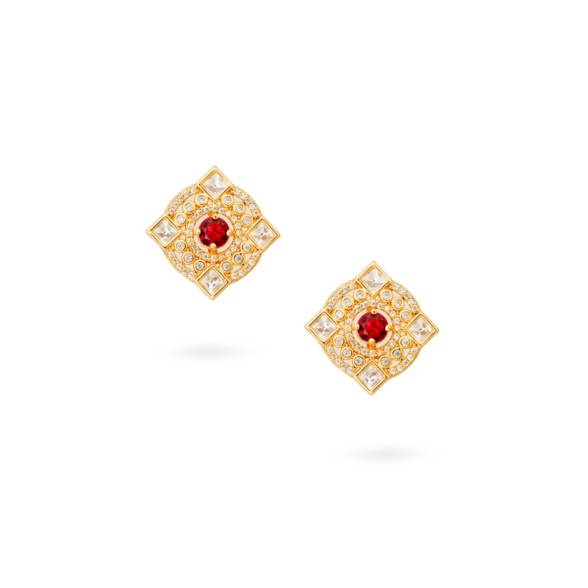 Crimson Glow Studs | Elegant Festive Earrings - Utsaav – Utsaav by Gargi