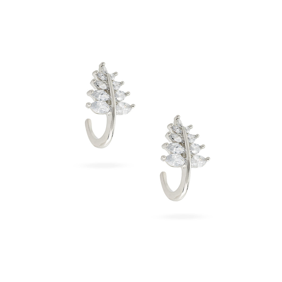 Leaflet Elegance Crystal Ear Climbers | Stylish Earrings by Utsaav ...