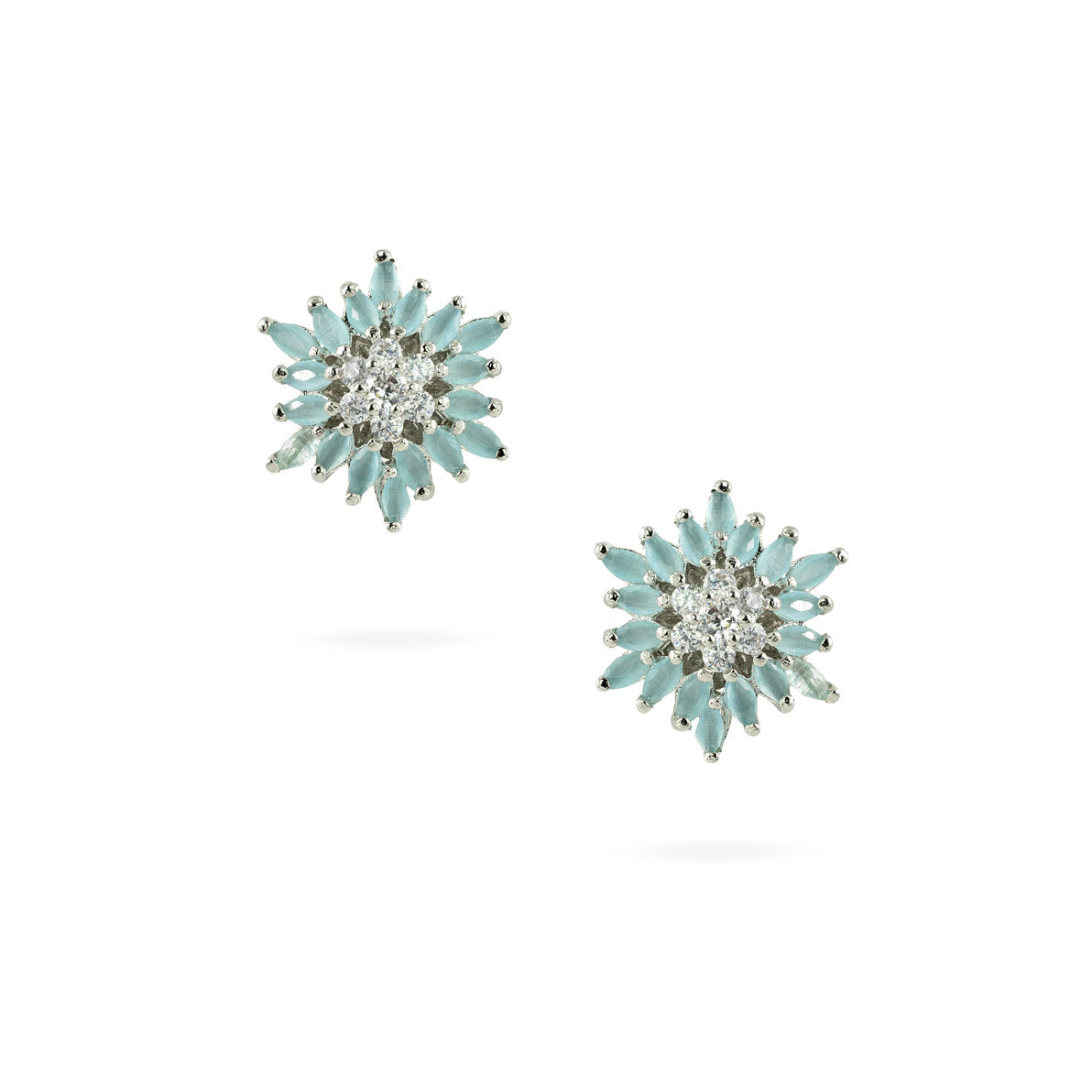 Aqua Bloom Crystal Stud Earrings | Utsaav Wedding Jewelry – Utsaav by Gargi